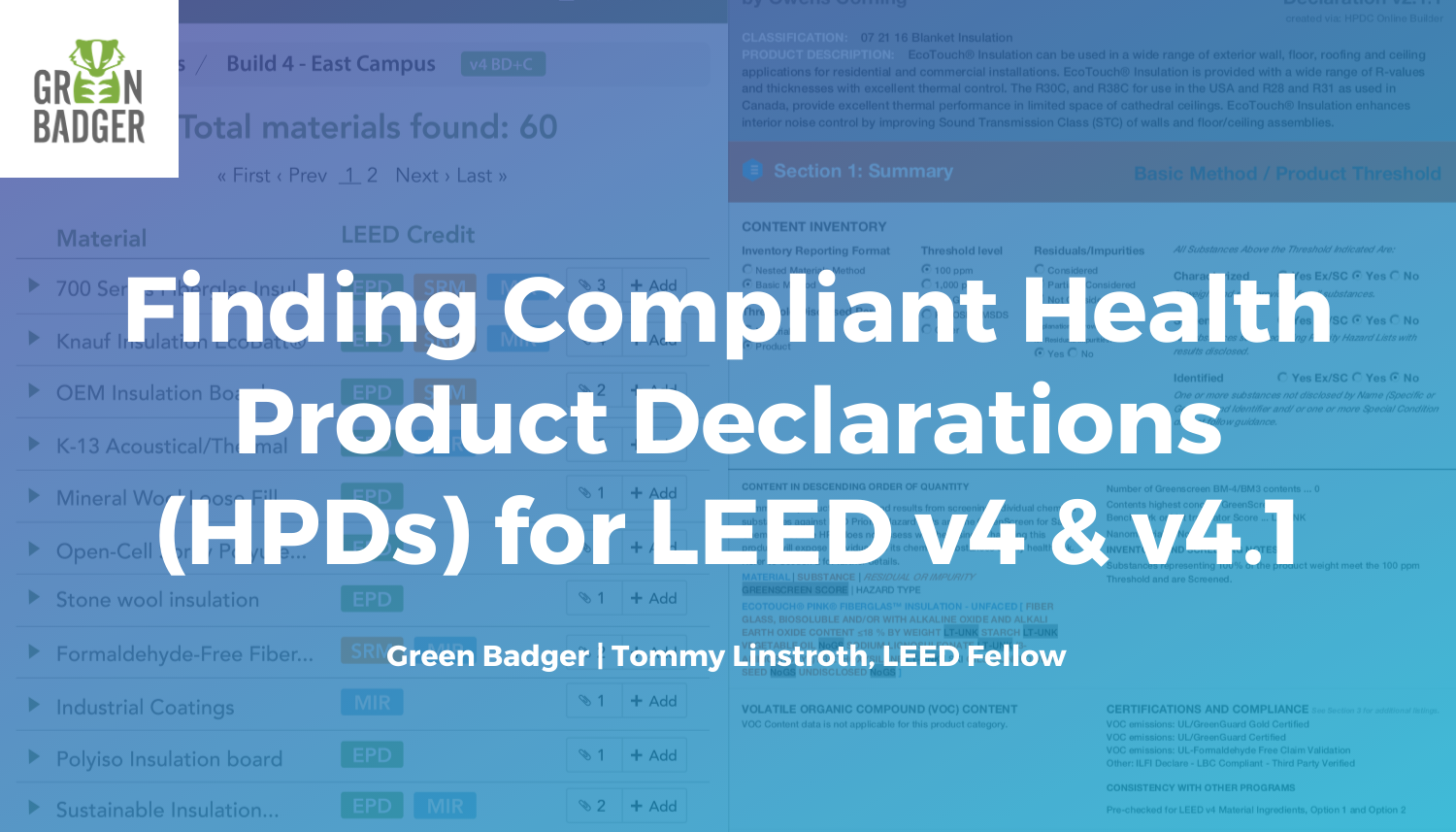 Finding LEED HPDs – Health Product Declarations