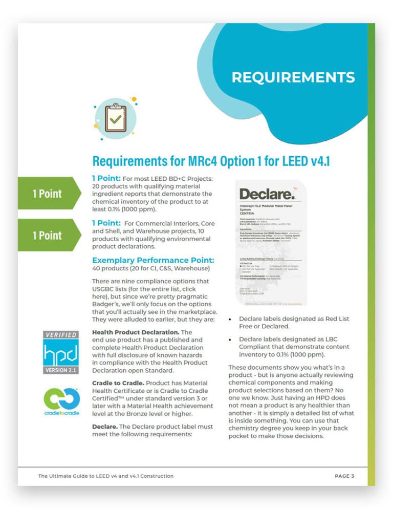 MRc4 Option 1: Material Ingredient Reporting - Green Badger