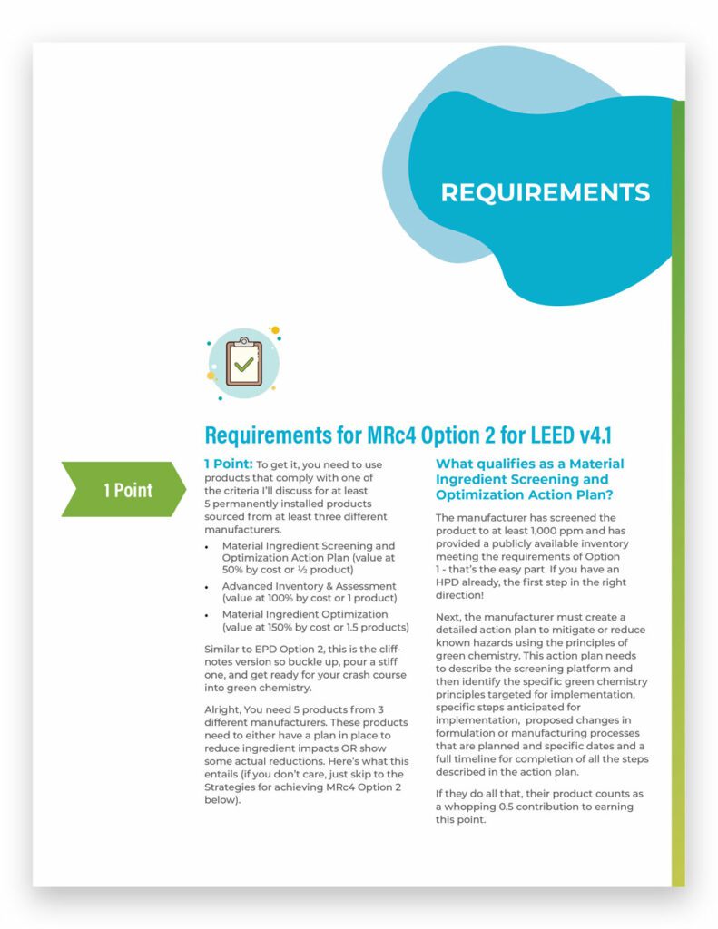MRc4 Option 2: Material Ingredient Optimization - Green Badger