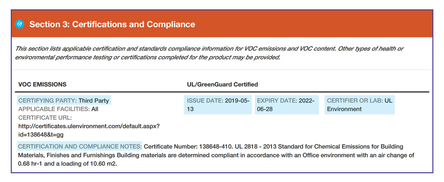 Health Product Declaration Examples - Green Badger